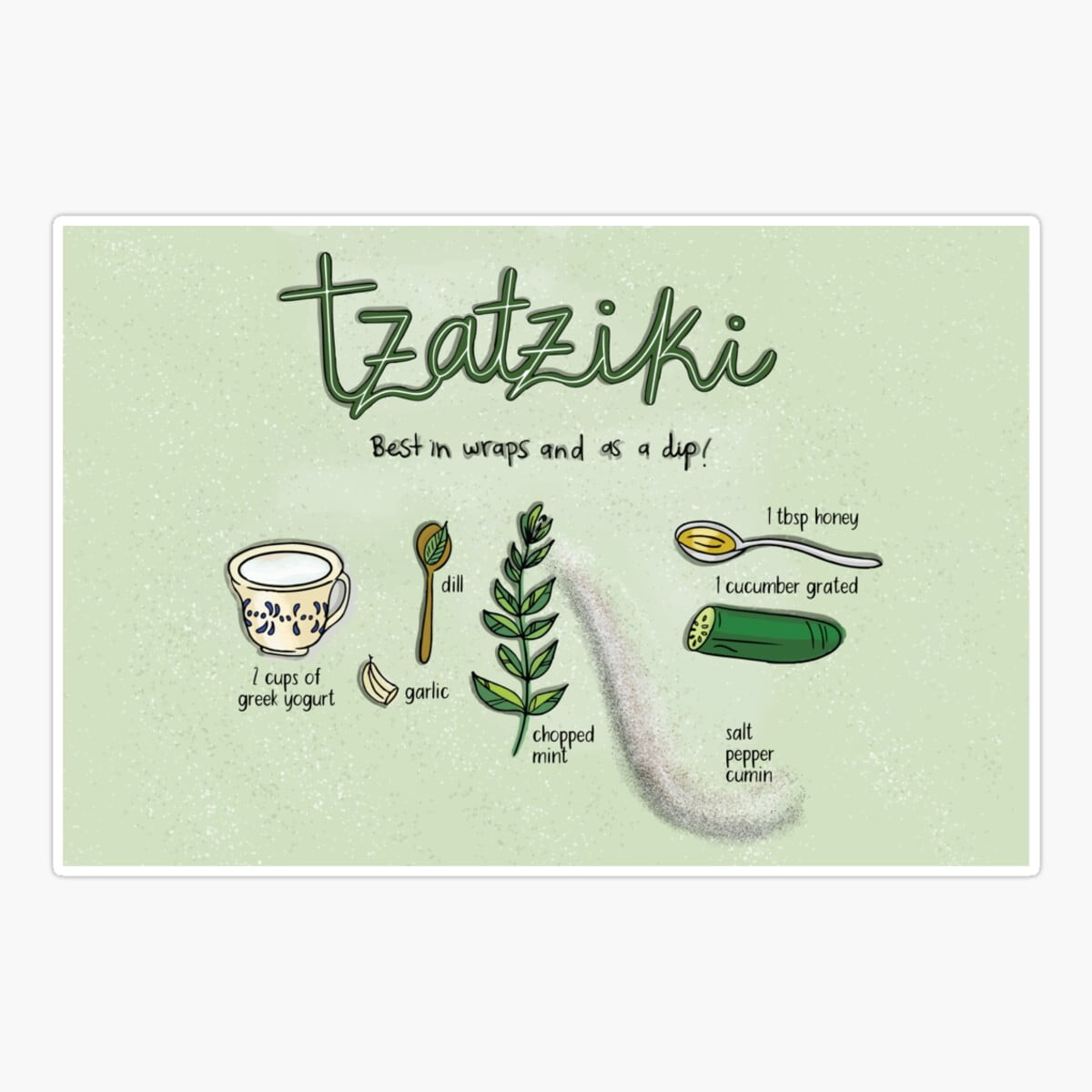 Maneki Tzatziki Recipe Sticker, Phone Decal Water Bottle Stickers Car ...