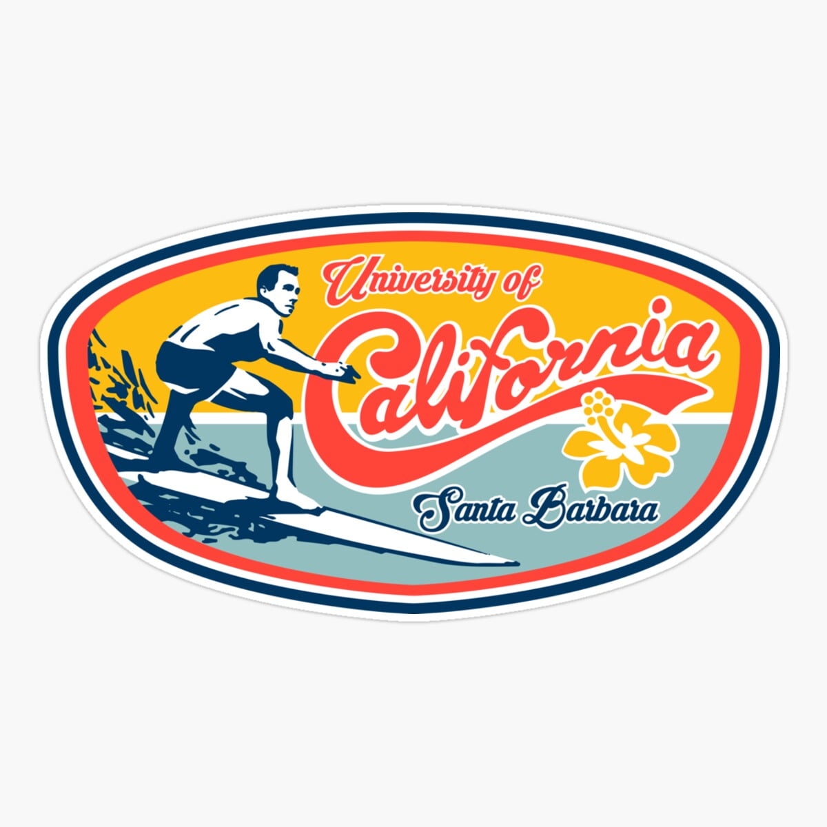 Maneki Uc Santa Barbara Vintage Surfing Design Sticker, Phone Decal ...