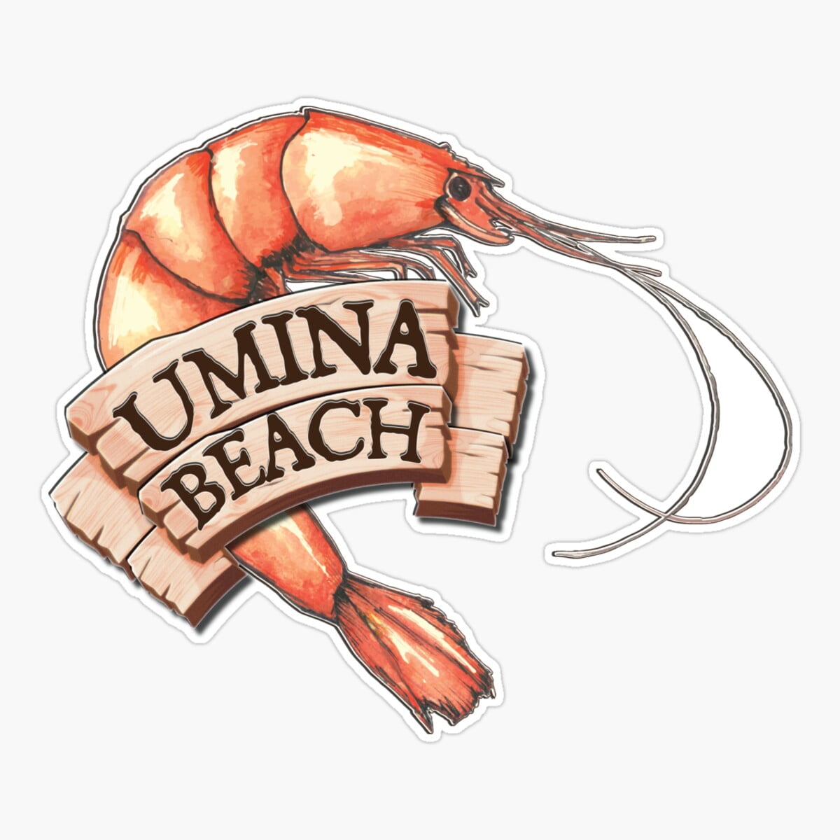 Maneki Umina Beach Prawn Er, Phone Decal Water Bottle Stickers Car ...