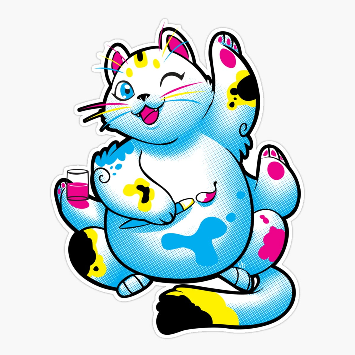 Maneki Un Joyeux Petit Manekineko Sticker, Phone Decal Water Bottle ...