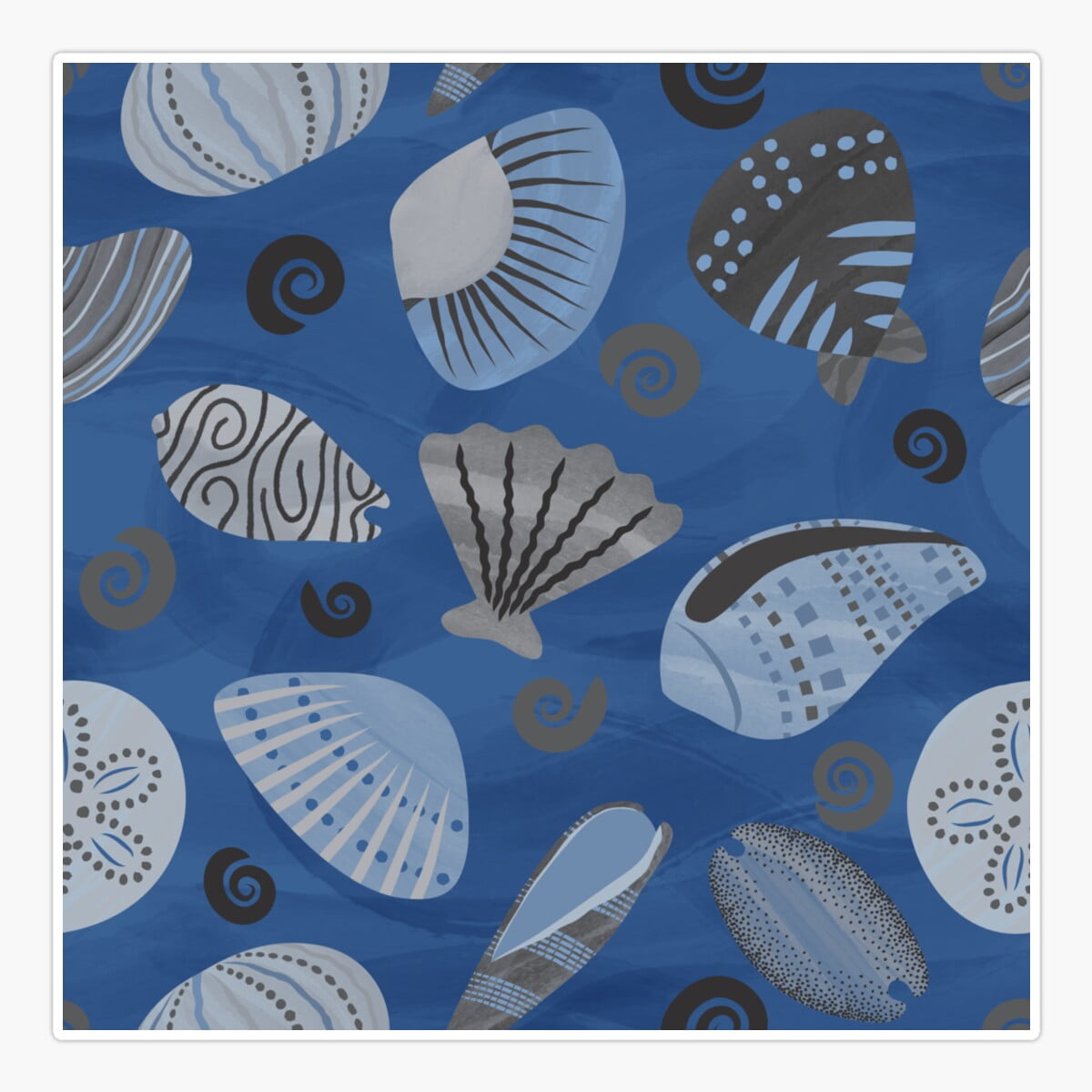 Maneki Under The Sea - Large Seashell Repeat Sticker, Phone Decal Water ...