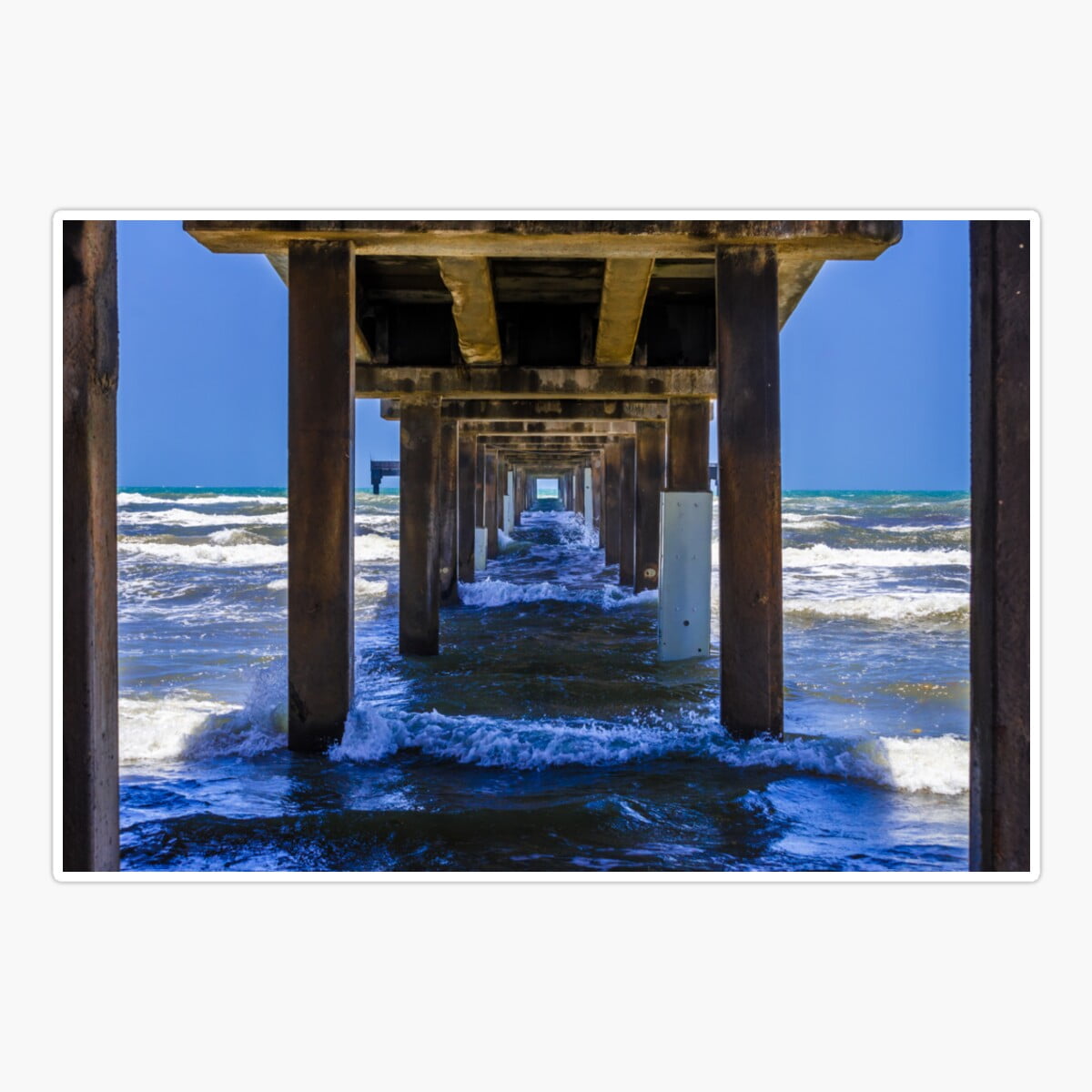 Maneki Underneath Bob Hall Pier - Padre Island Sticker, Phone Decal ...