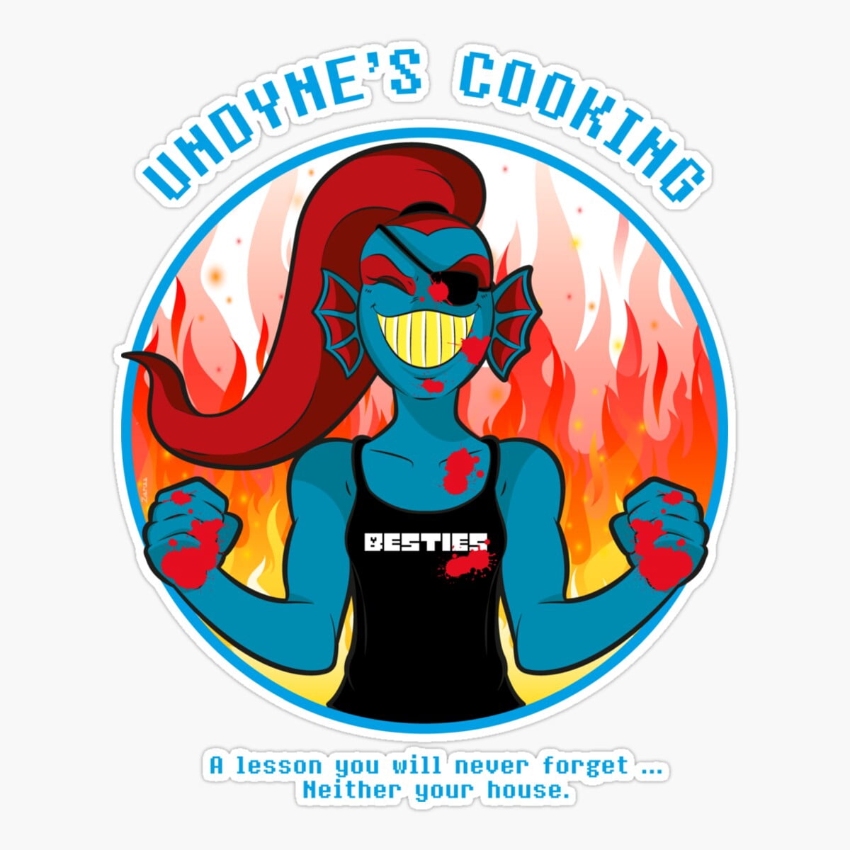 Maneki Undyne'S Cooking Sticker, Phone Decal Water Bottle Stickers Car ...