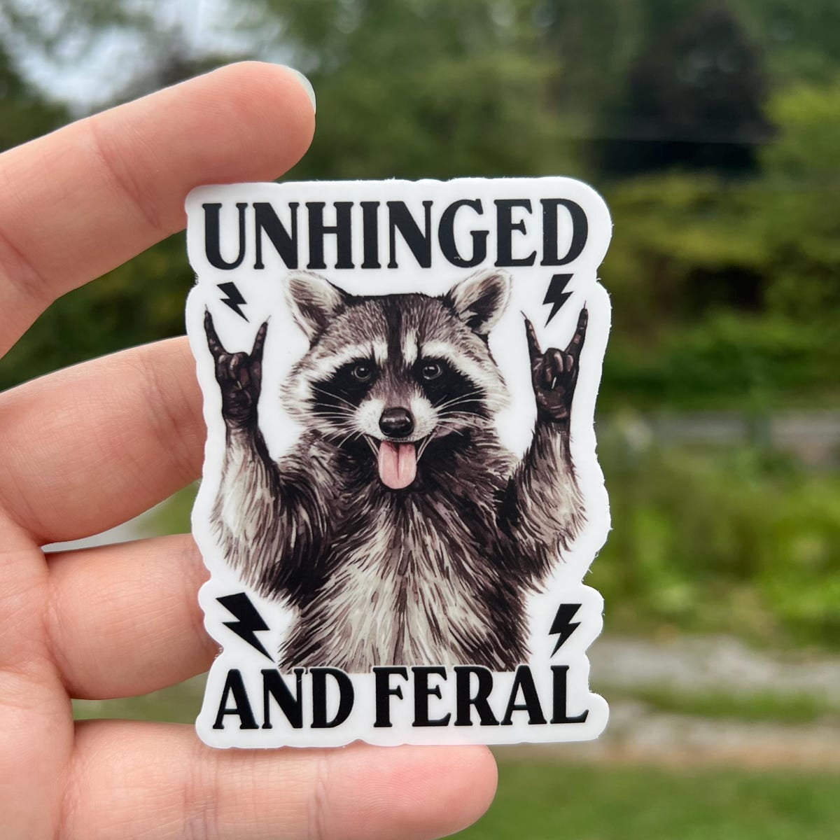 Maneki Unhinged And Feral Sticker, Funny Trash Panda, , Gifts For ...