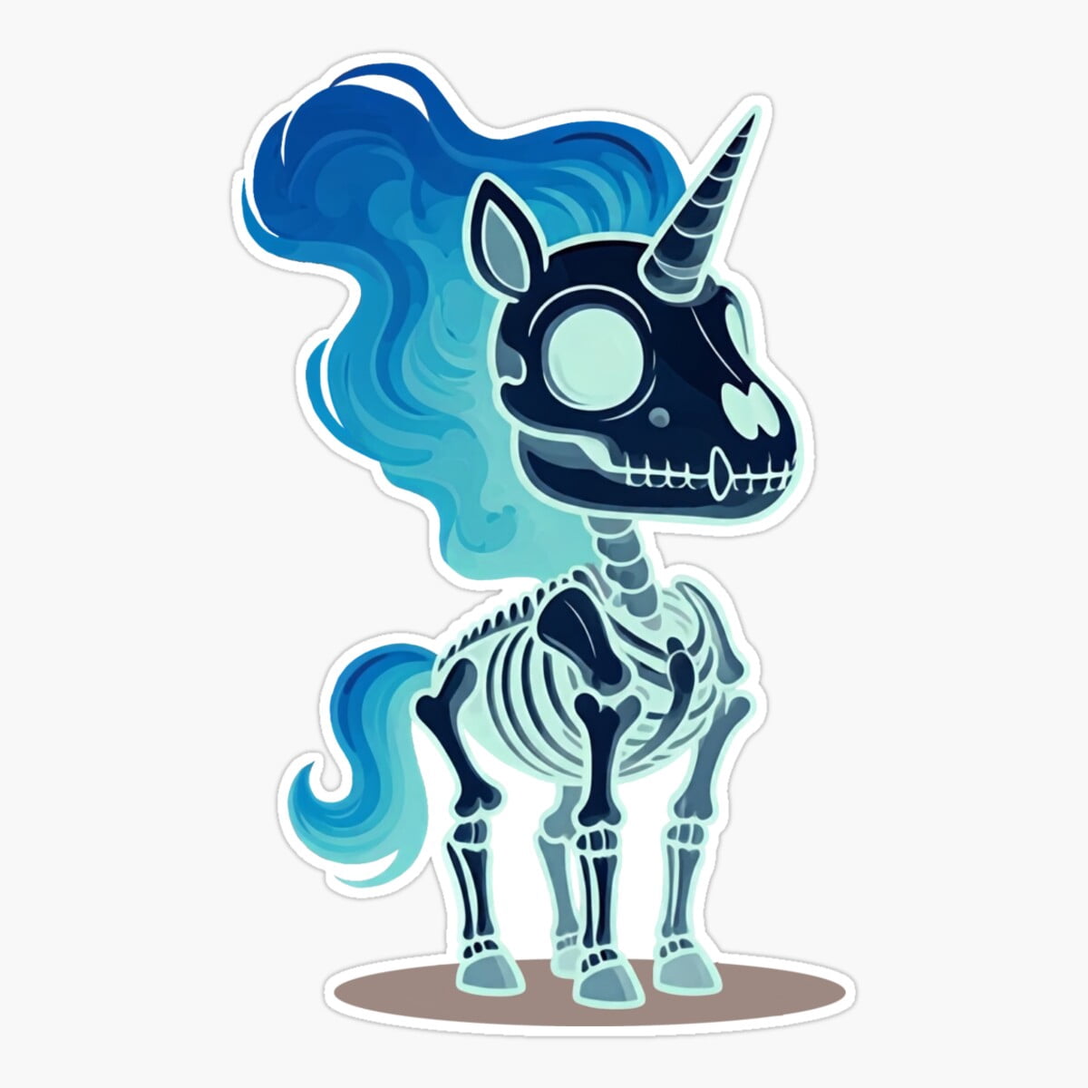 Maneki Unicorn Skeleton Blue Er, Phone Decal Water Bottle Stickers Car ...