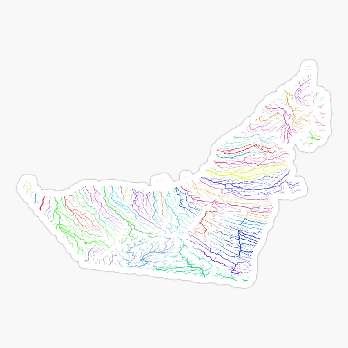 Maneki United Arab Emirates River Basin Map In Rainbow Colours With ...