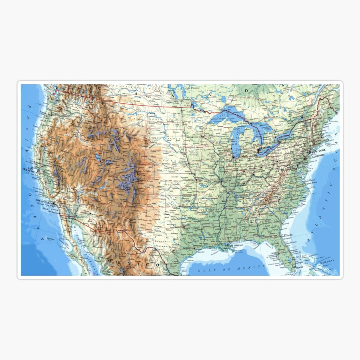 Maneki United States O America Geographical Map Sticker, Phone Decal ...