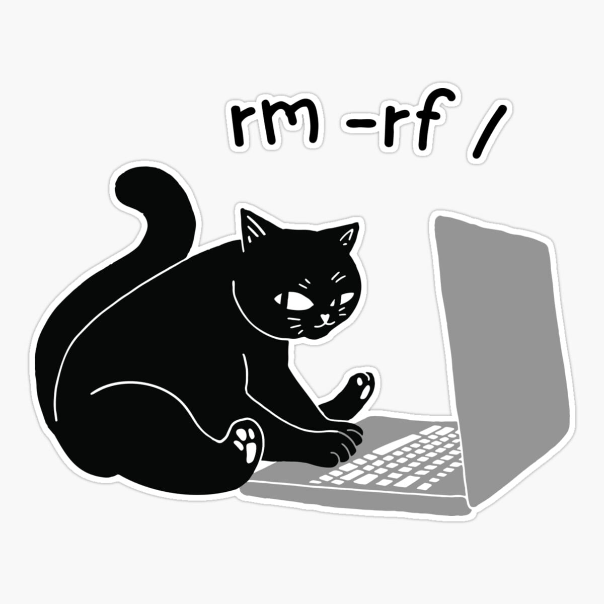 Maneki Unny Cat Typing On Laptop Computer Sticker, Phone Decal Water ...