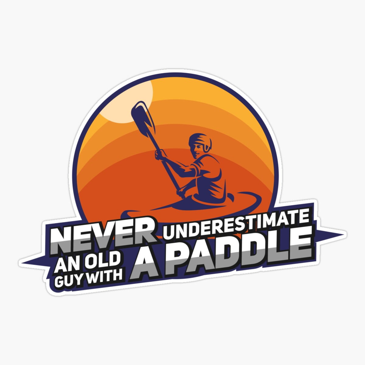 Maneki Unny Kayak Canoe Old Man Git Er, Phone Decal Water Bottle ...