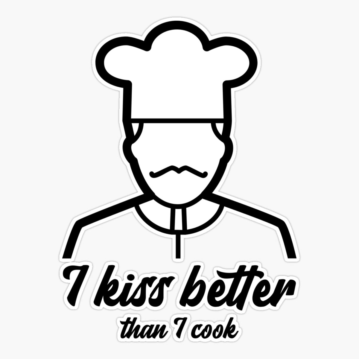 Maneki Unny Kiss Cooking Che Black Curly Mustache Sticker, Phone Decal ...
