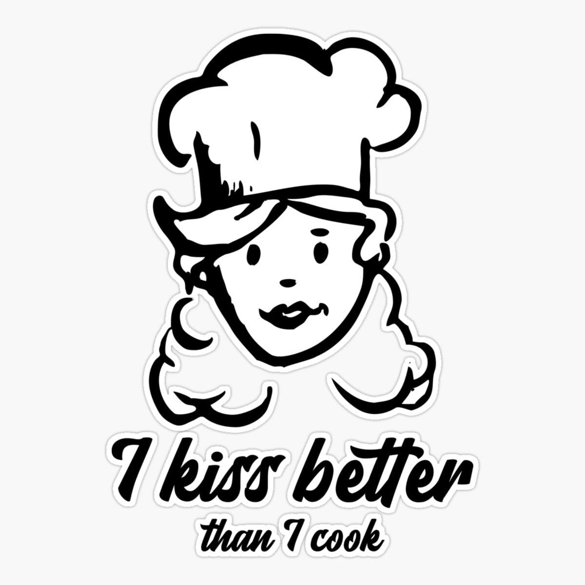 Maneki Unny Kiss Cooking Che Black Cute Lady Sticker, Phone Decal Water ...