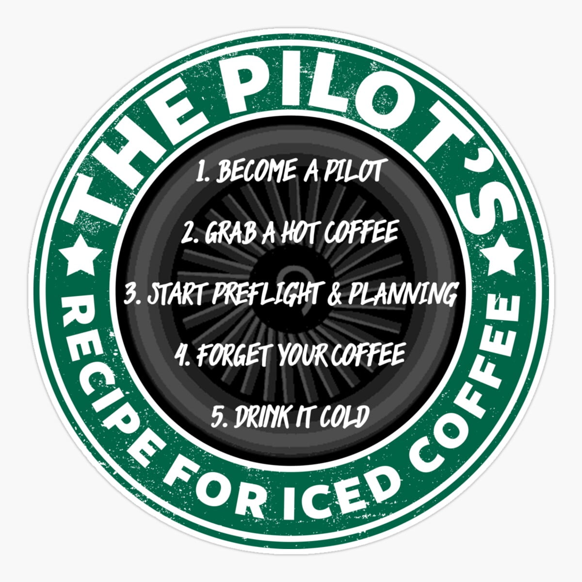 Maneki Unny Pilot'S Iced Coee Recipe Sticker, Phone Decal Water Bottle ...