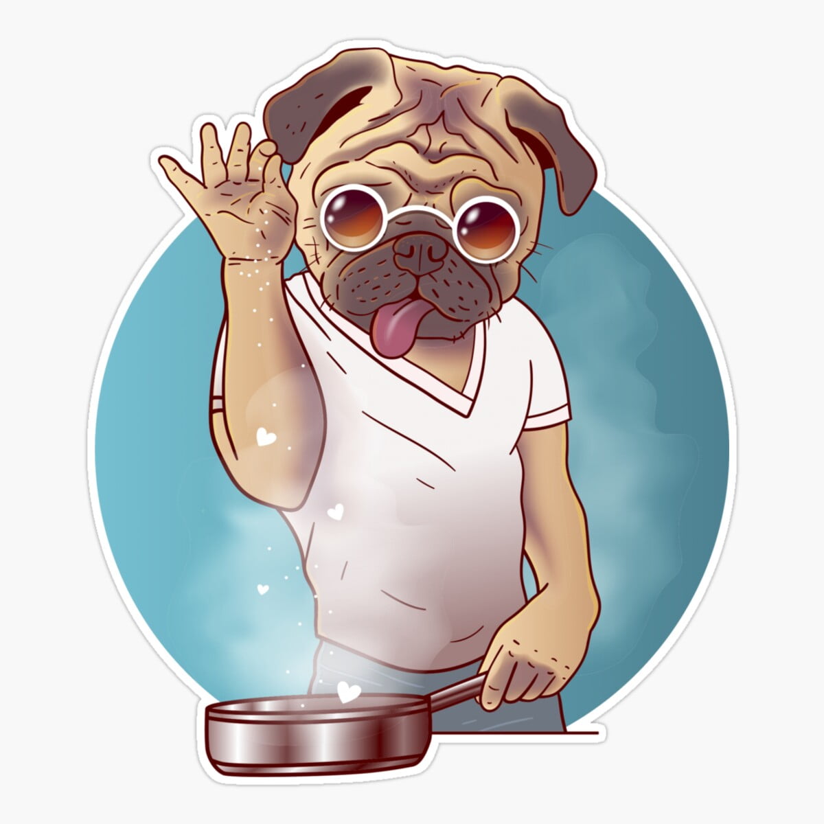 Maneki Unny Pug Cooking Pug In The Kitchen Pug Salt Meat Beore Licked ...