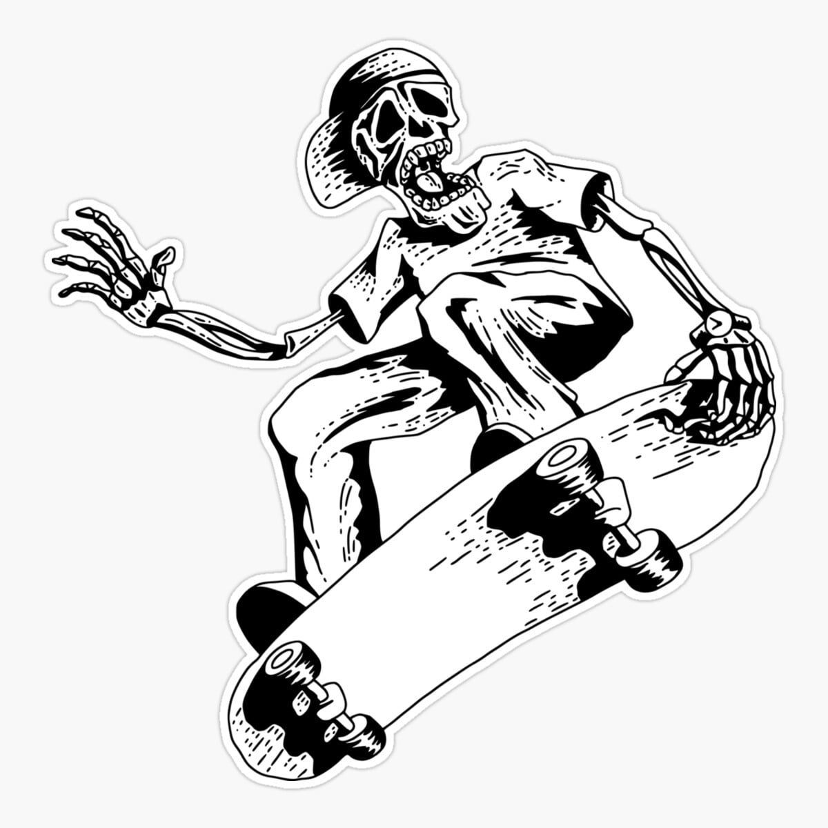 Maneki Unny Skeleton Playing Skateboard Skull Playing Skateboard Gits ...