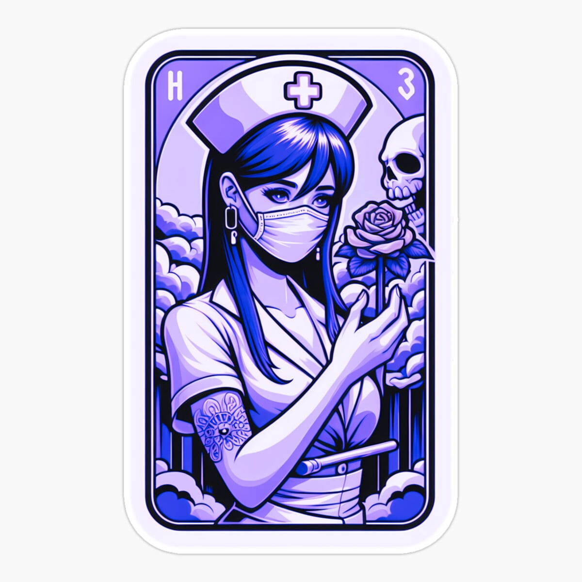 Maneki Unny Skull Nurse Tarot Nurse Coroner Tarot Cards Er, Phone Decal ...
