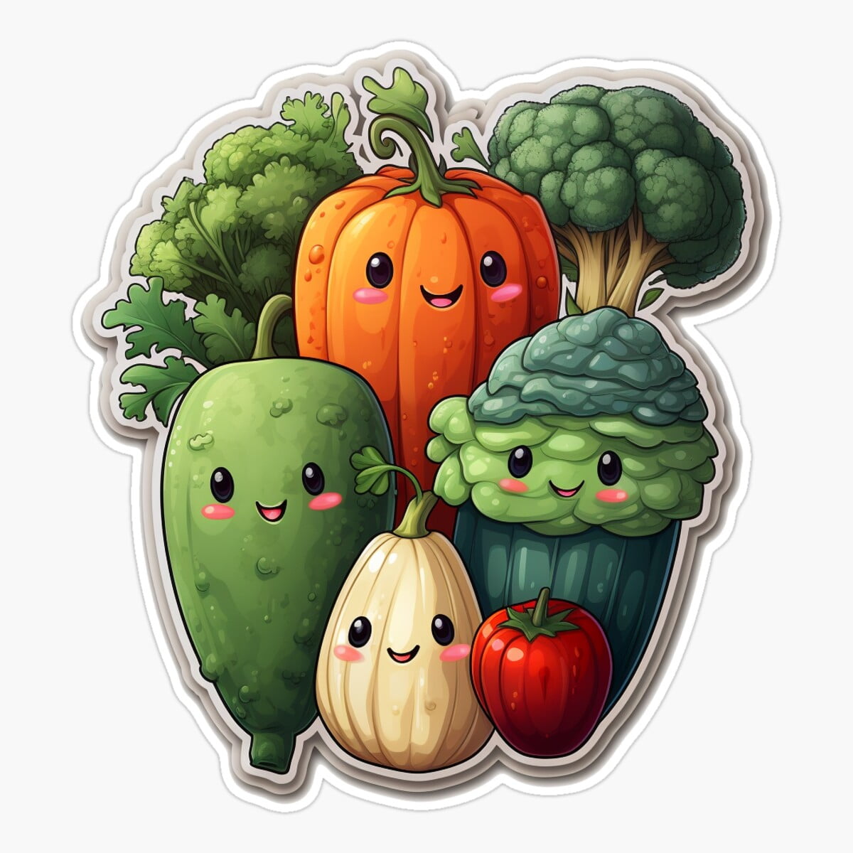 Maneki Unny Vegetable Stickers 3 Sticker, Phone Decal Water Bottle ...