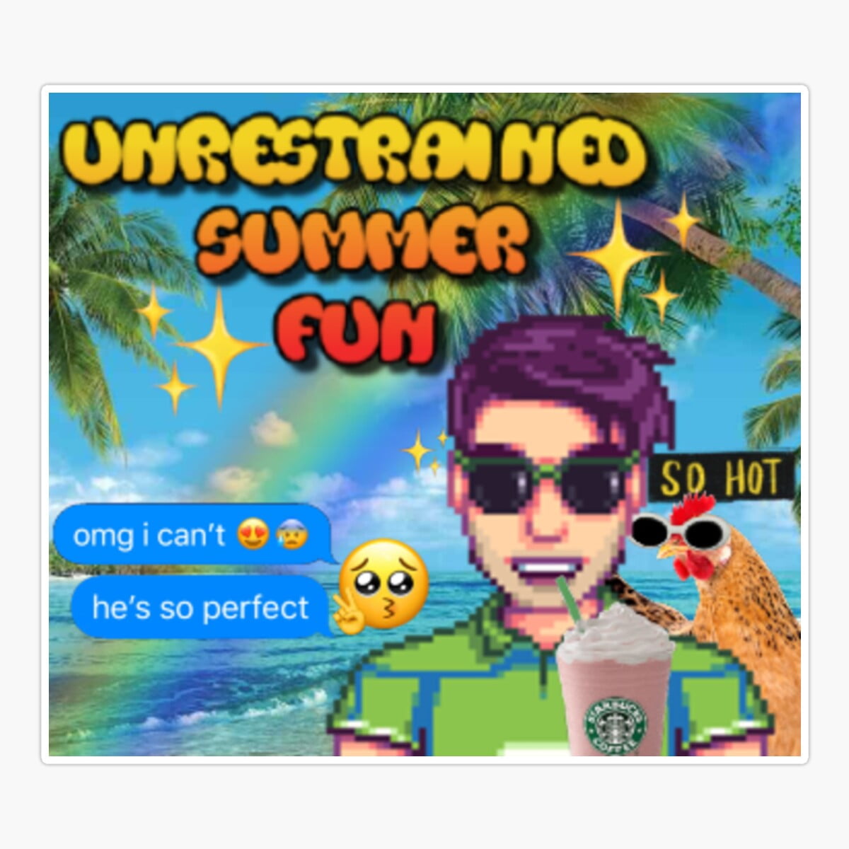 Maneki Unrestrained Summer Fun Shane Sticker, Phone Decal Water Bottle ...