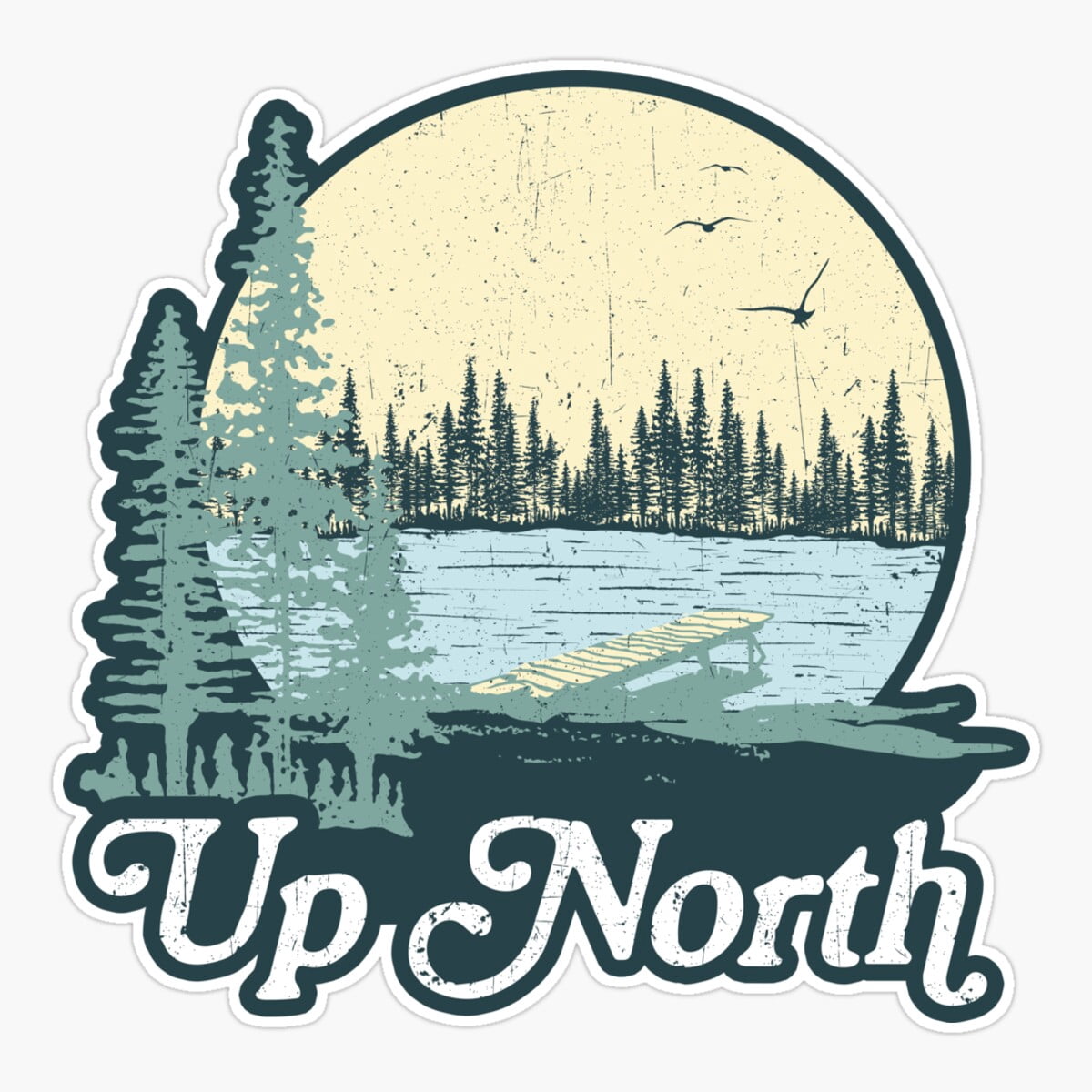 Maneki Up North Lake, Blue Spruce Er, Phone Decal Water Bottle Stickers ...