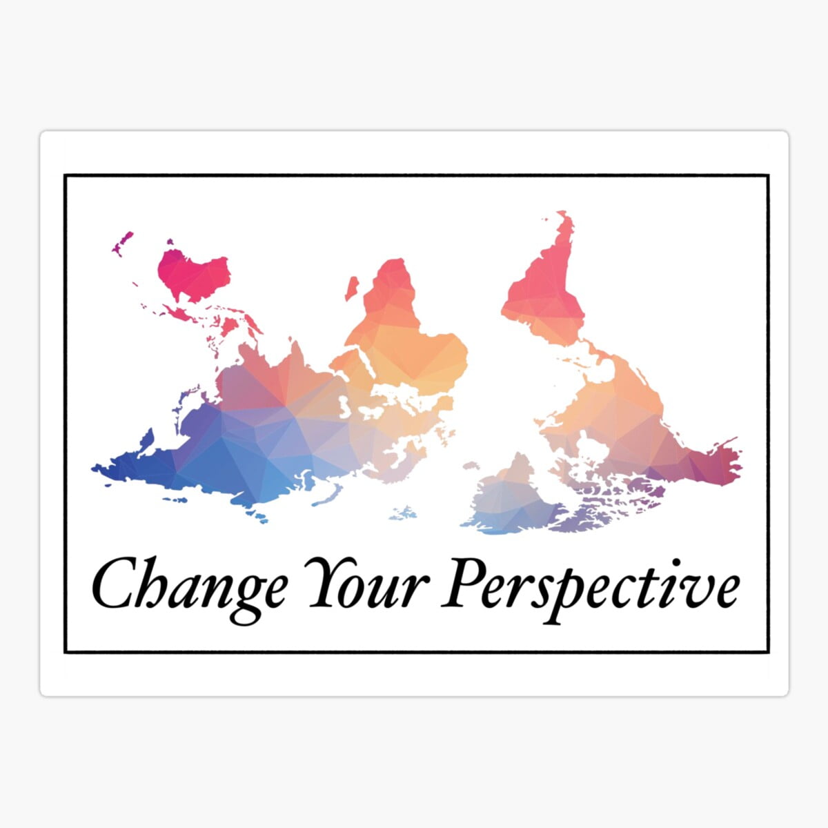 Maneki Upside-Down World Map Change Your Perspective Sticker, Phone ...