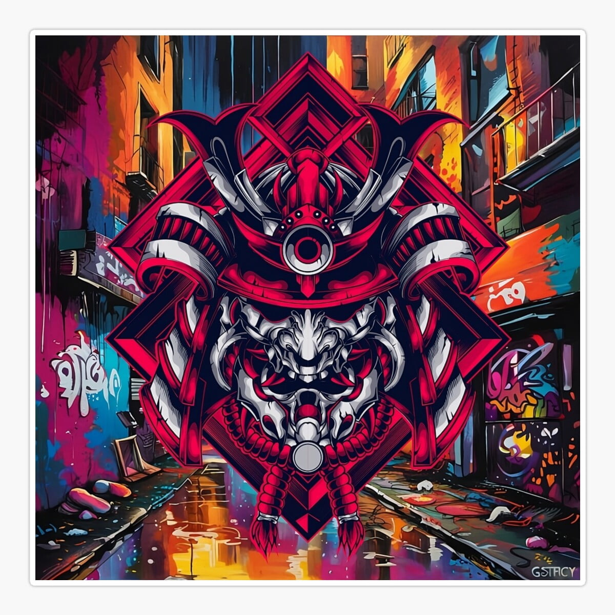 Maneki Urban Samurai Sticker, Phone Decal Water Bottle Stickers Car ...