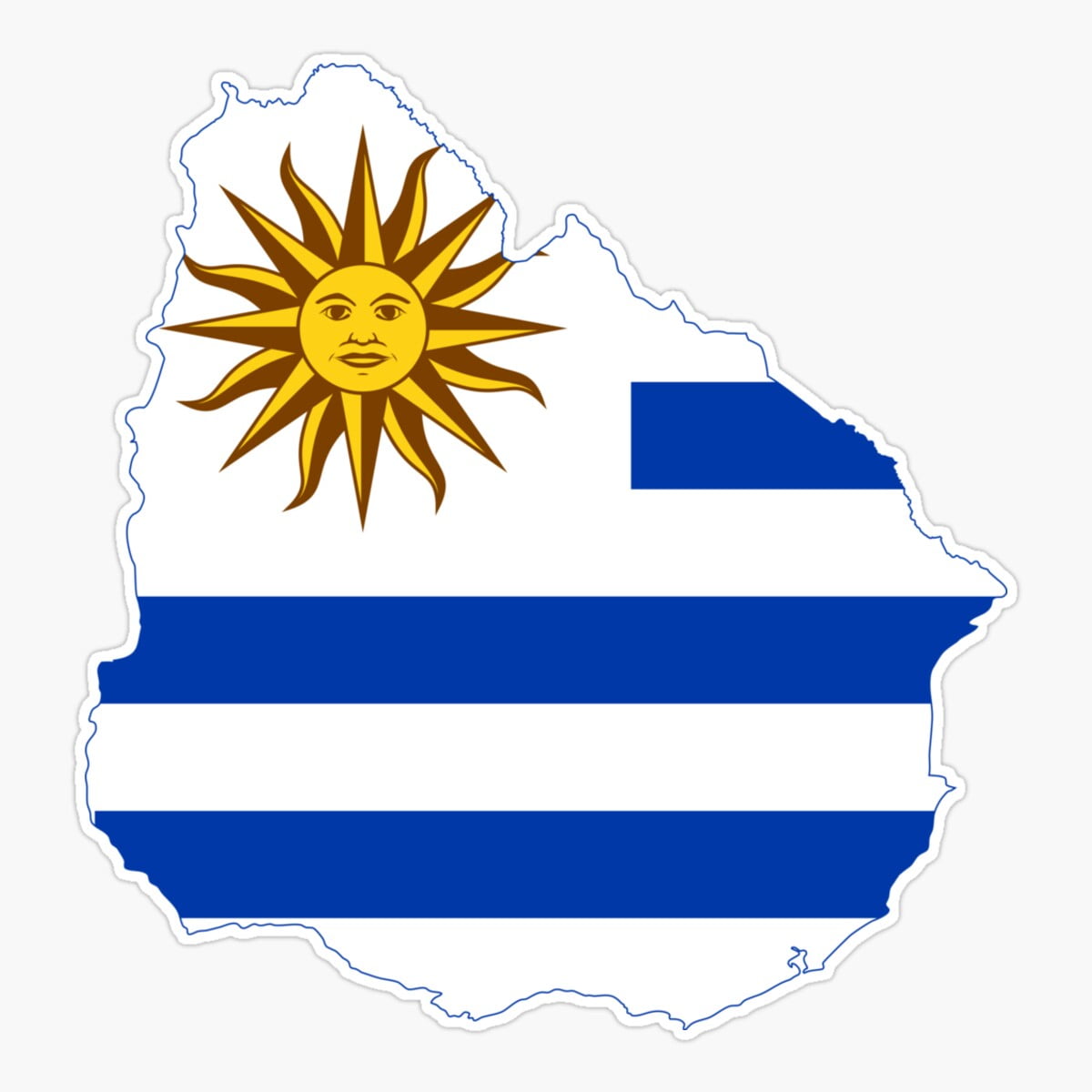 Maneki Uruguay Lag Map Sticker, Phone Decal Water Bottle Stickers Car ...