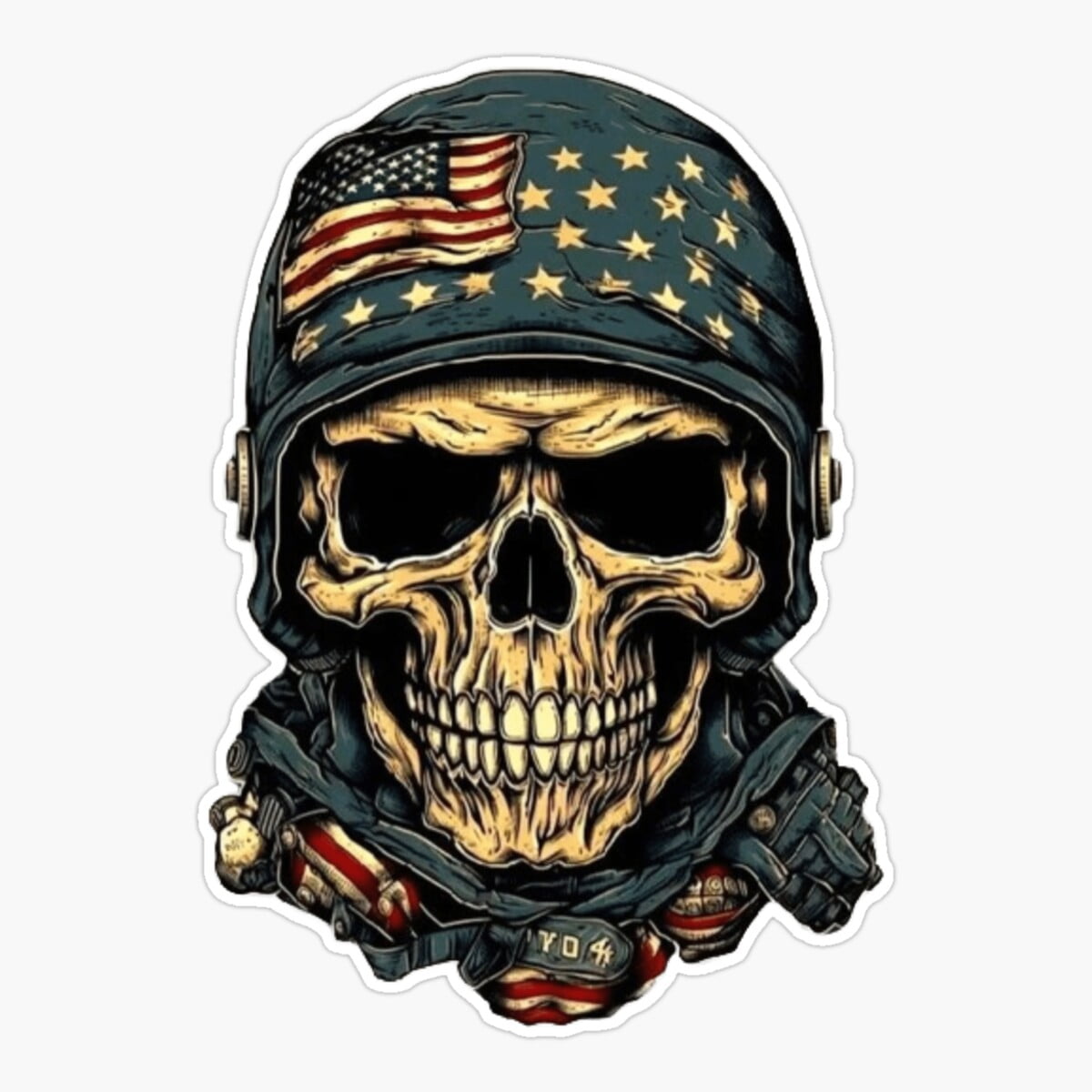 Maneki Us Army Pilot Skull Er, Phone Decal Water Bottle Stickers Car ...