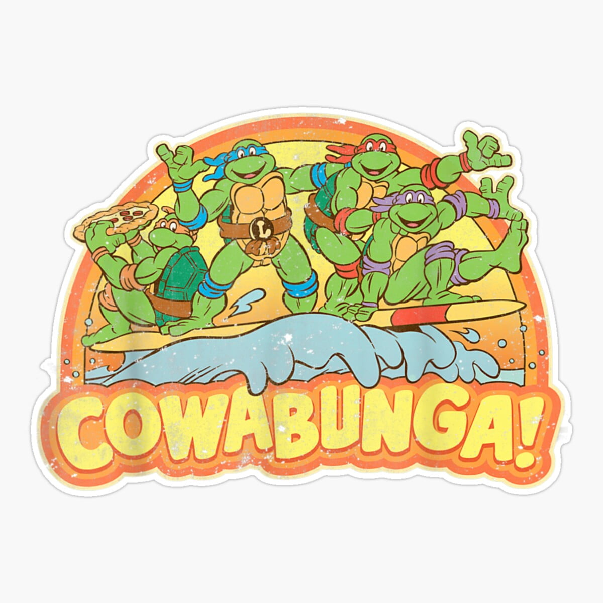 Maneki Us Tmnt Gang Retro Cowabunga 01H Tshirt Er, Phone Decal Water ...