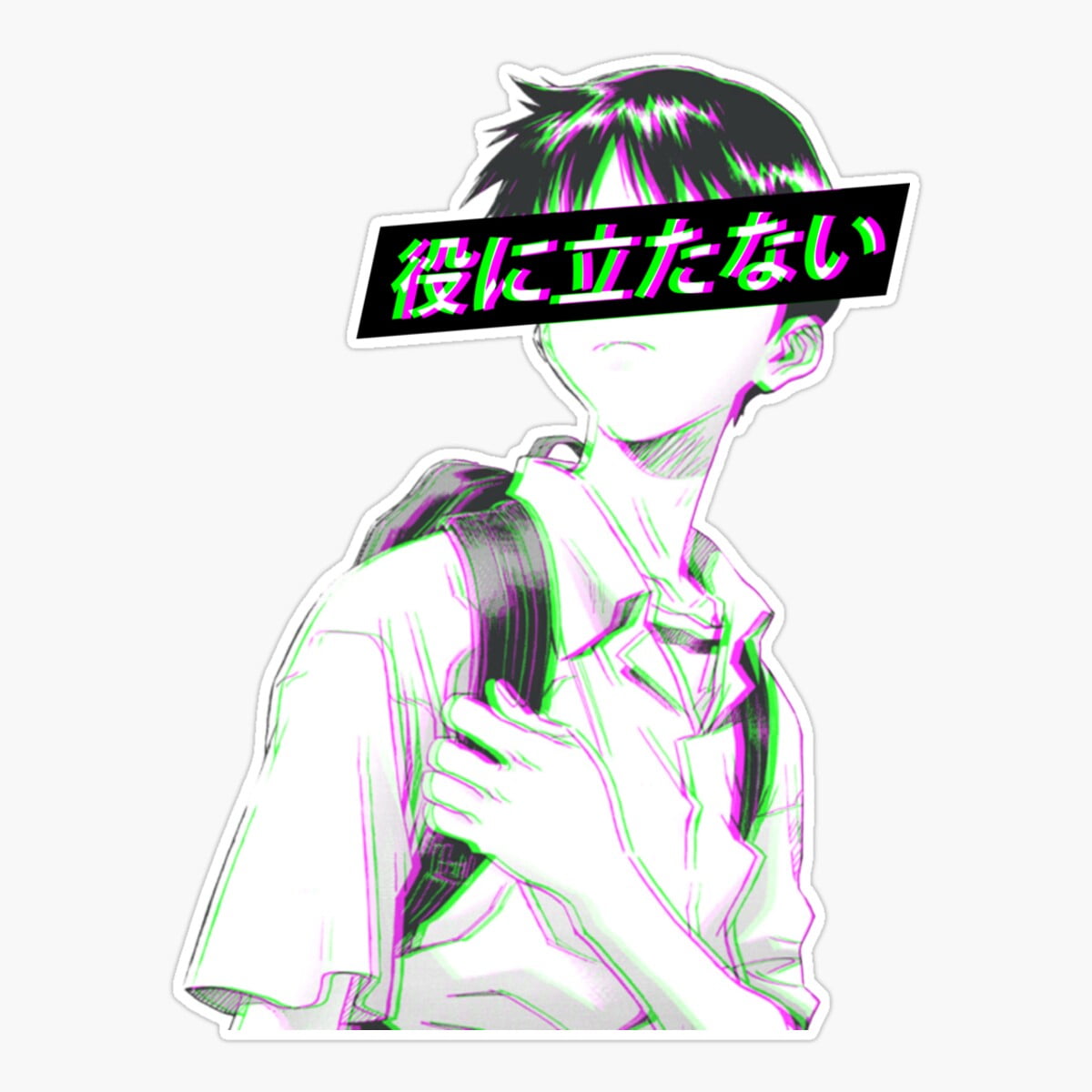 Maneki Useless - Sad Japanese Anime Aesthetic Sticker, Phone Decal ...