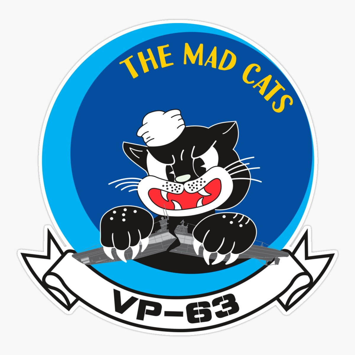 Maneki Usn Vp-63 Patrol Bombing Squadron The Mad Cats - Clean Style Er, Phone Decal Water Bottle ...