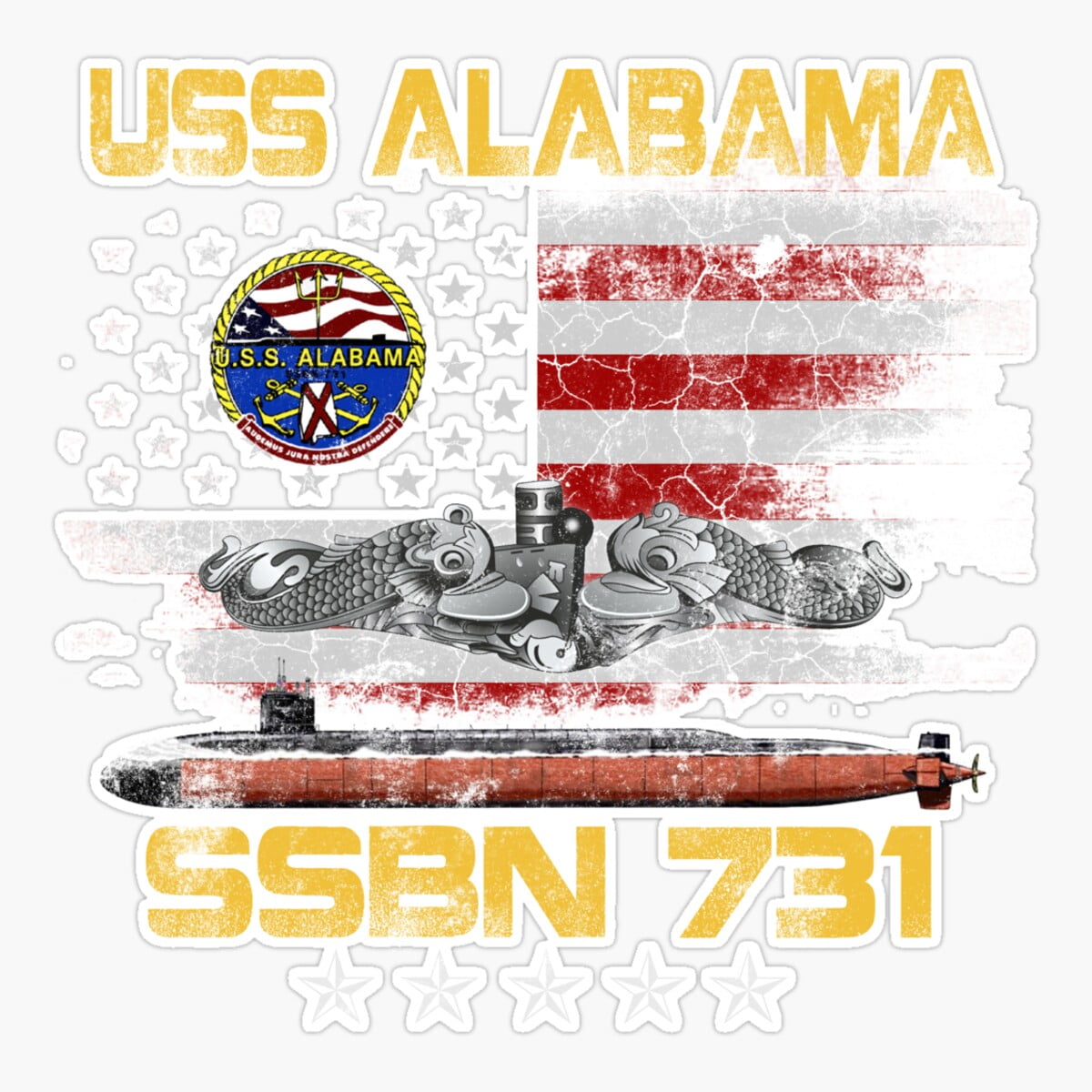 Maneki Uss Alabama Ssbn 731 Submarine Badge Vintage Er, Phone Decal ...