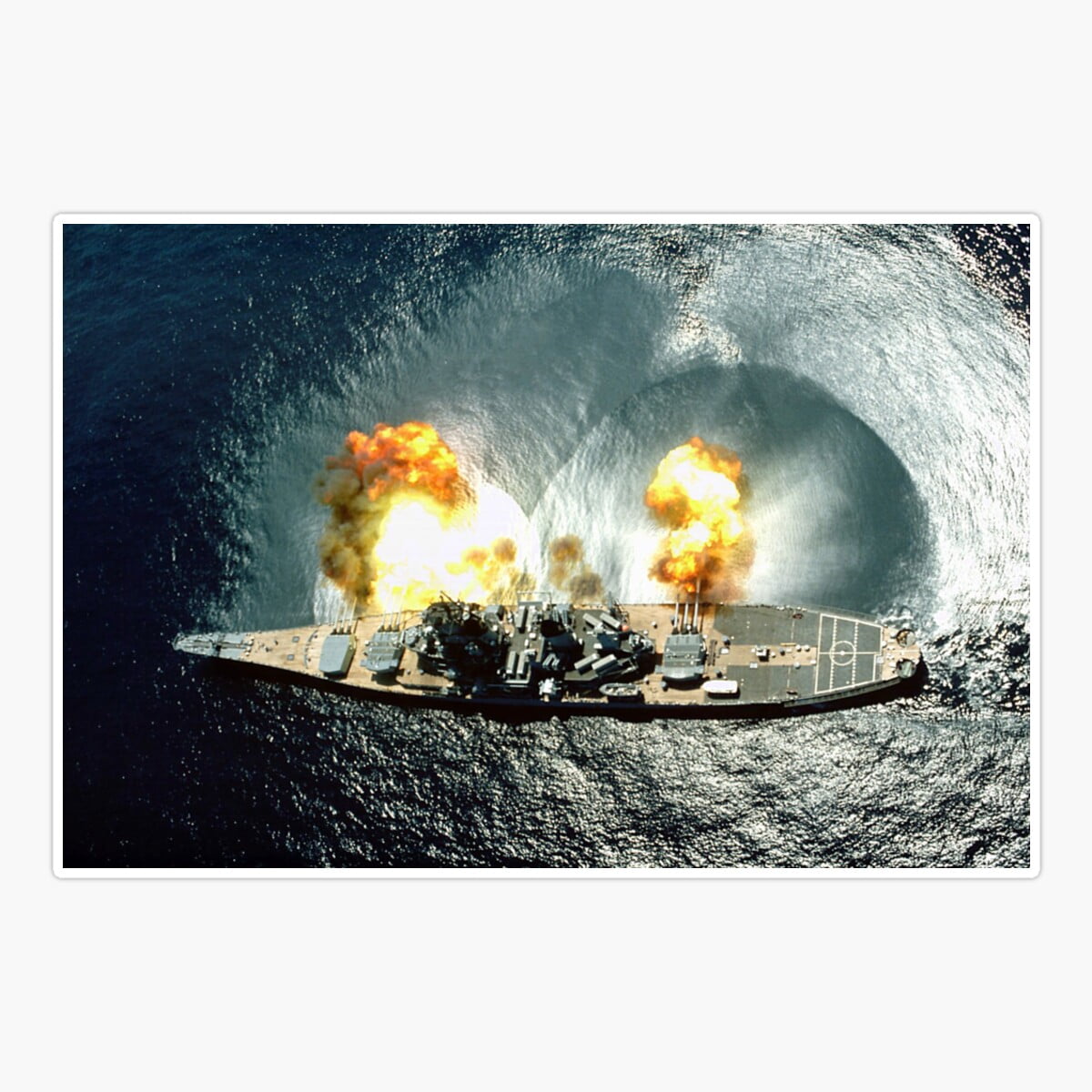 Maneki Uss Iowa Firing A Full Broadside Er, Phone Decal Water Bottle ...