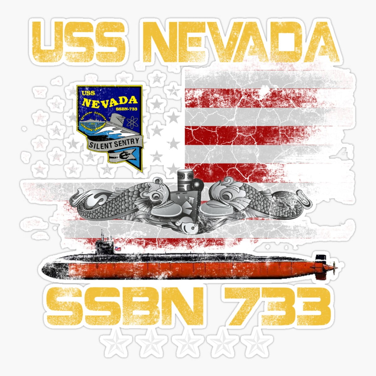 Maneki Uss Nevada Ssbn 733 Submarine Badge Vintage Er, Phone Decal ...