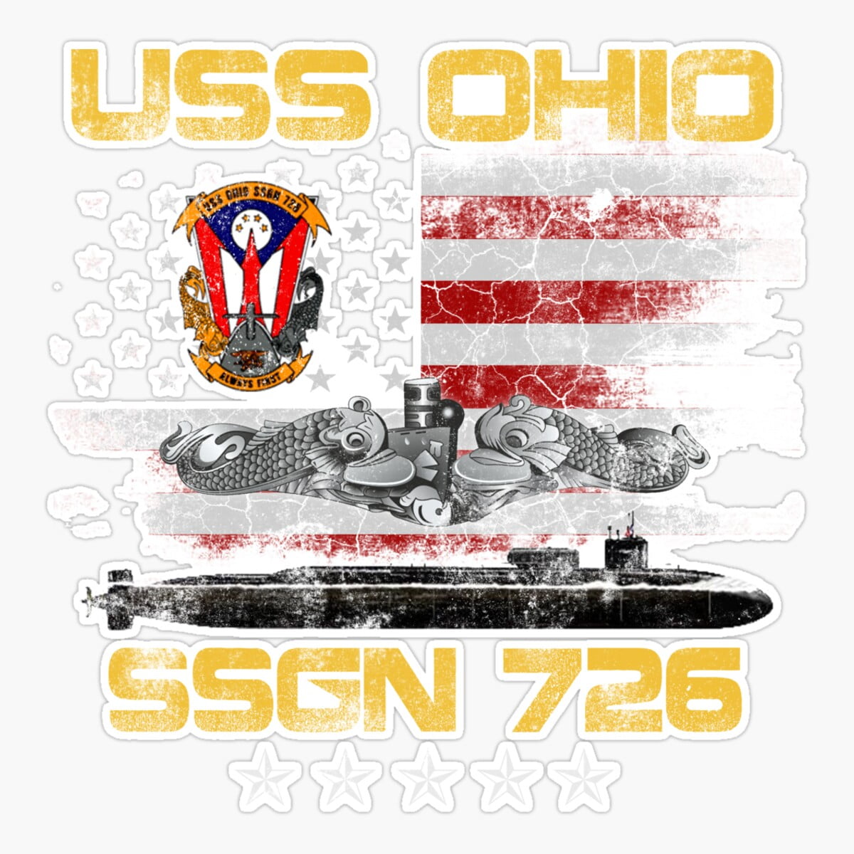 Maneki Uss Ohio Ssgn 726 Submarine Badge Vintage Er, Phone Decal Water ...