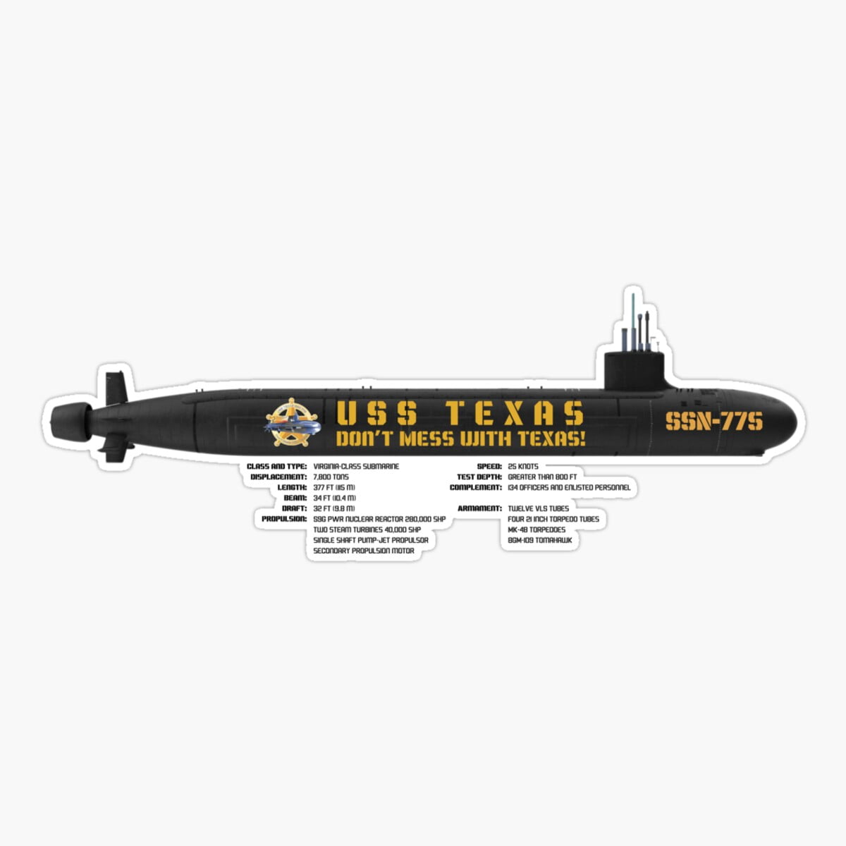Maneki Uss Texas (Ssn-775) • Don'T Mess With Texas! Er, Phone Decal ...