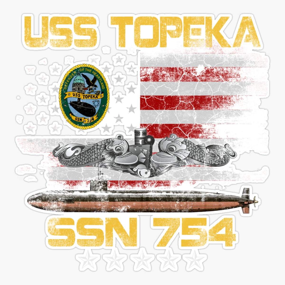 Maneki Uss Topeka Ssn 754 Attack Submarine Badge Vintage Er, Phone ...