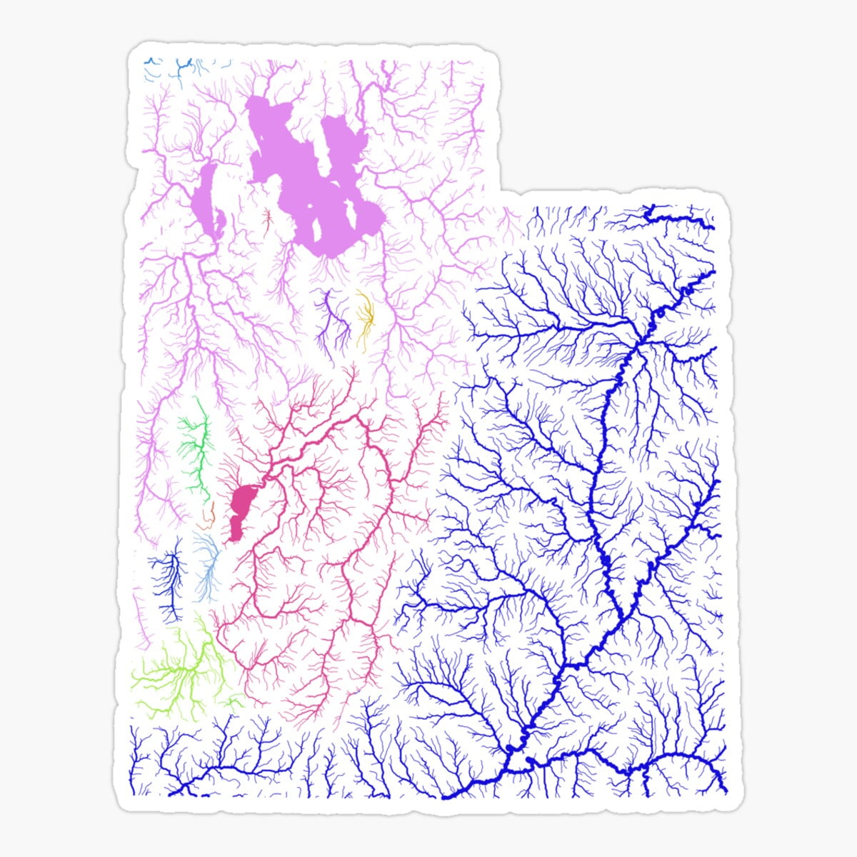 Maneki Utah River Basin Map In Rainbow Colours With White Background ...