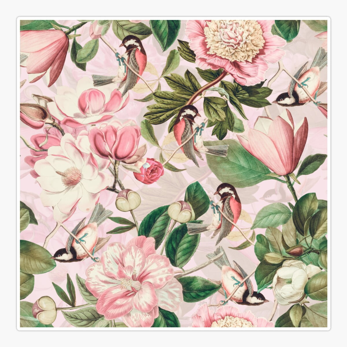 Maneki Utart - Vintage Peonies Spring Flower Botanical Garden Pattern ...