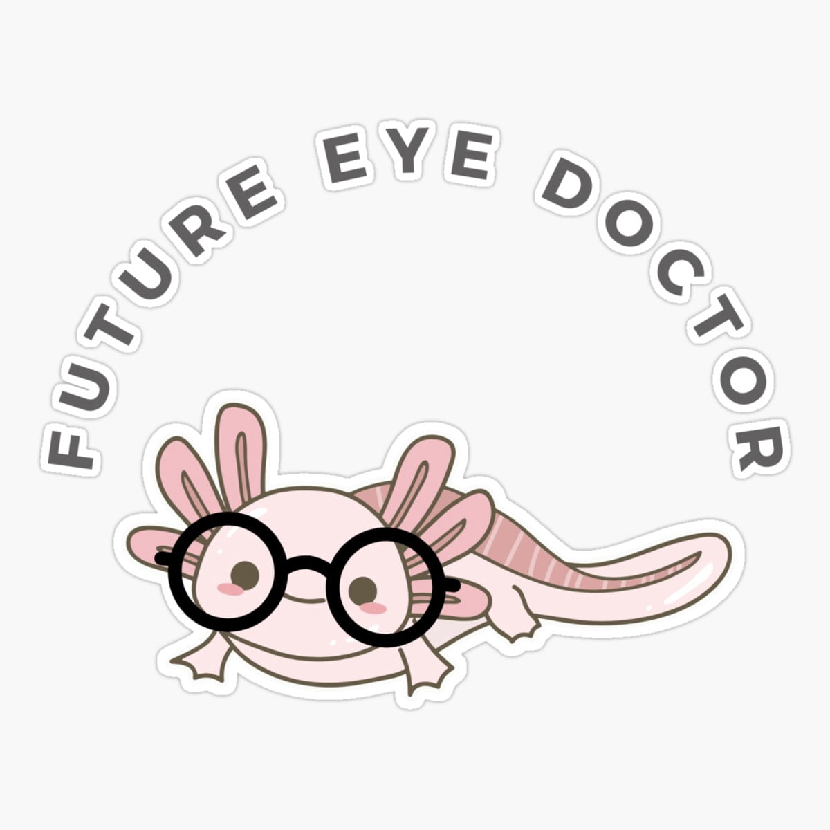Maneki Uture Eye Doctor Axolotl Wearing Gles Sticker, Phone Decal Water ...
