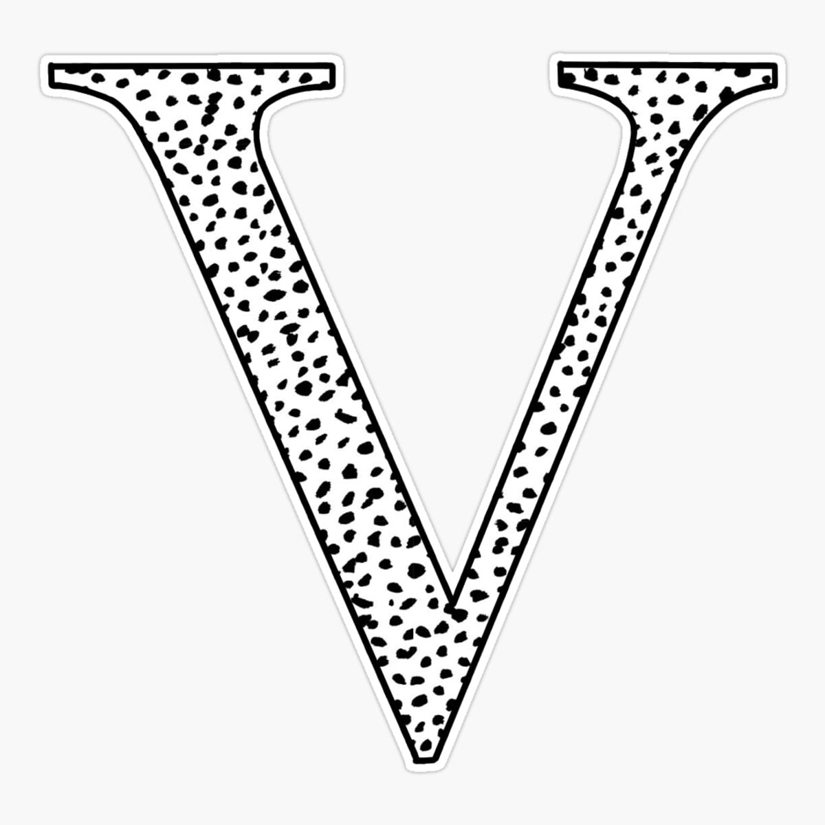 Maneki V Initial Dalmatian Print Sticker, Phone Decal Water Bottle ...