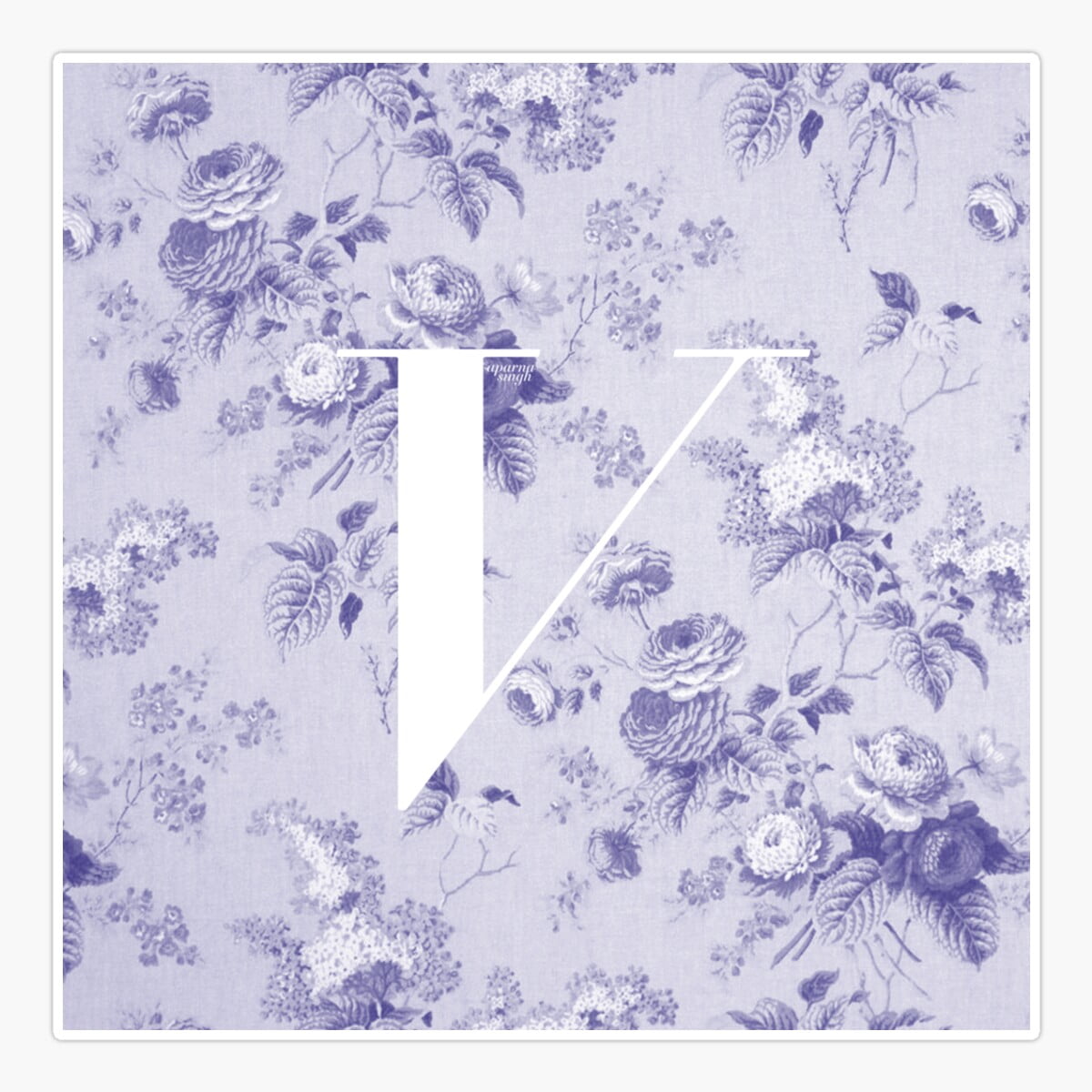 Maneki V Letter, Vintage Alphabet - Botanical Monogram - Creamy Blue ...