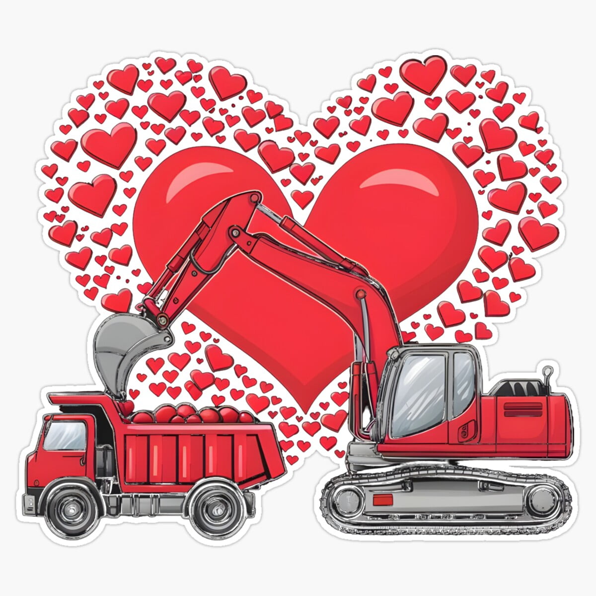 Maneki Valentine'S Day Construction Trucks. Er, Phone Decal Water ...