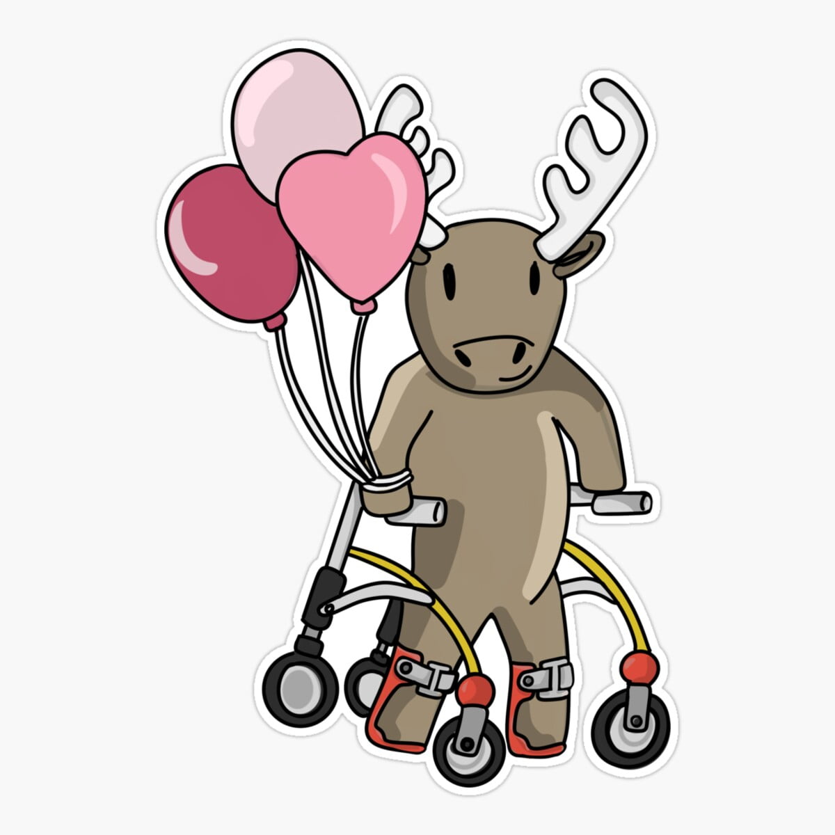 Maneki Valentines Day Moose With Rear Walker Er, Phone Decal Water ...