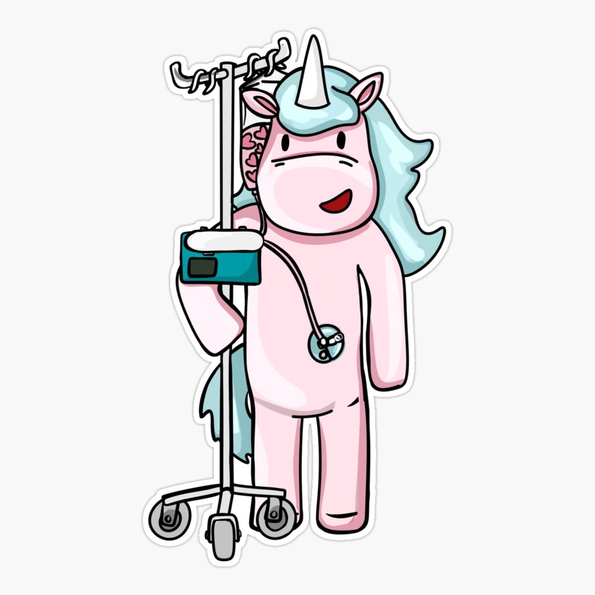Maneki Valentines Day Unicorn With Feeding Tube Er, Phone Decal Water ...