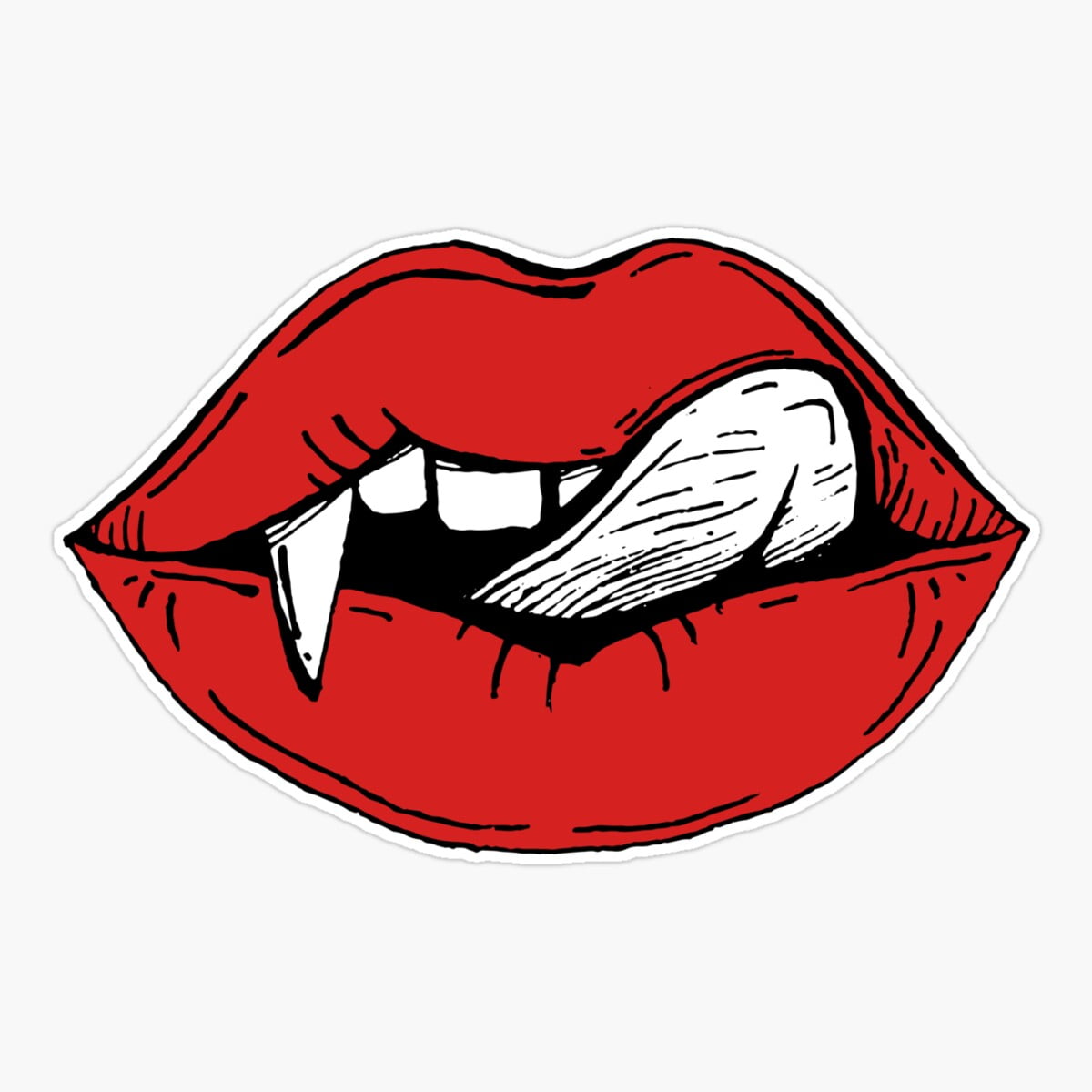 Maneki Vampire Red Lips On Black And White Background Sticker, Phone ...