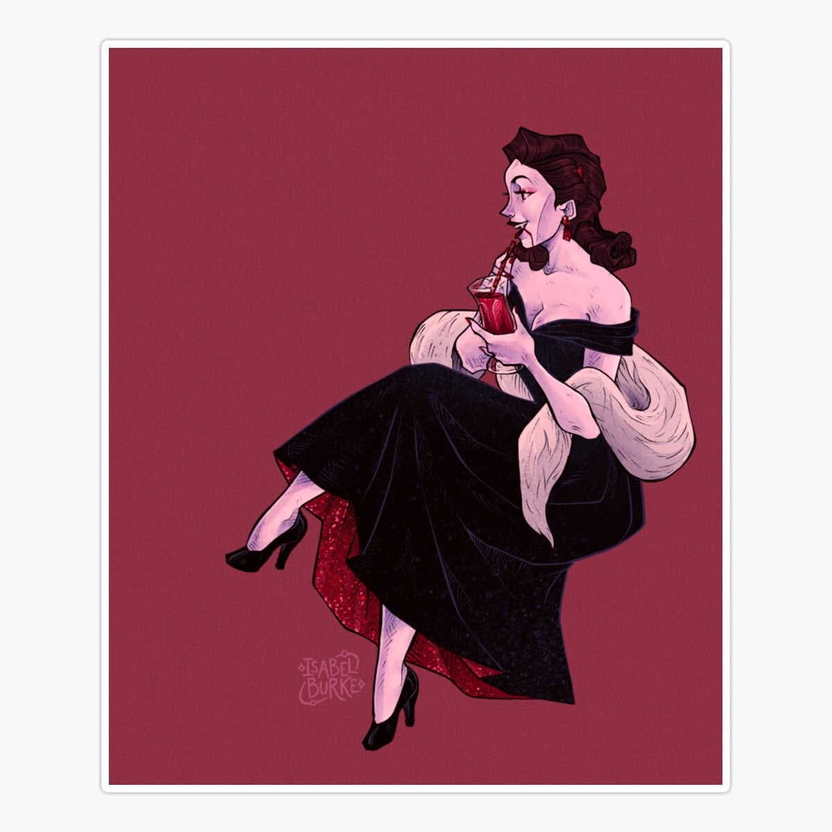 Maneki Vampire Vintage Girlfriend Sticker, Phone Decal Water Bottle ...