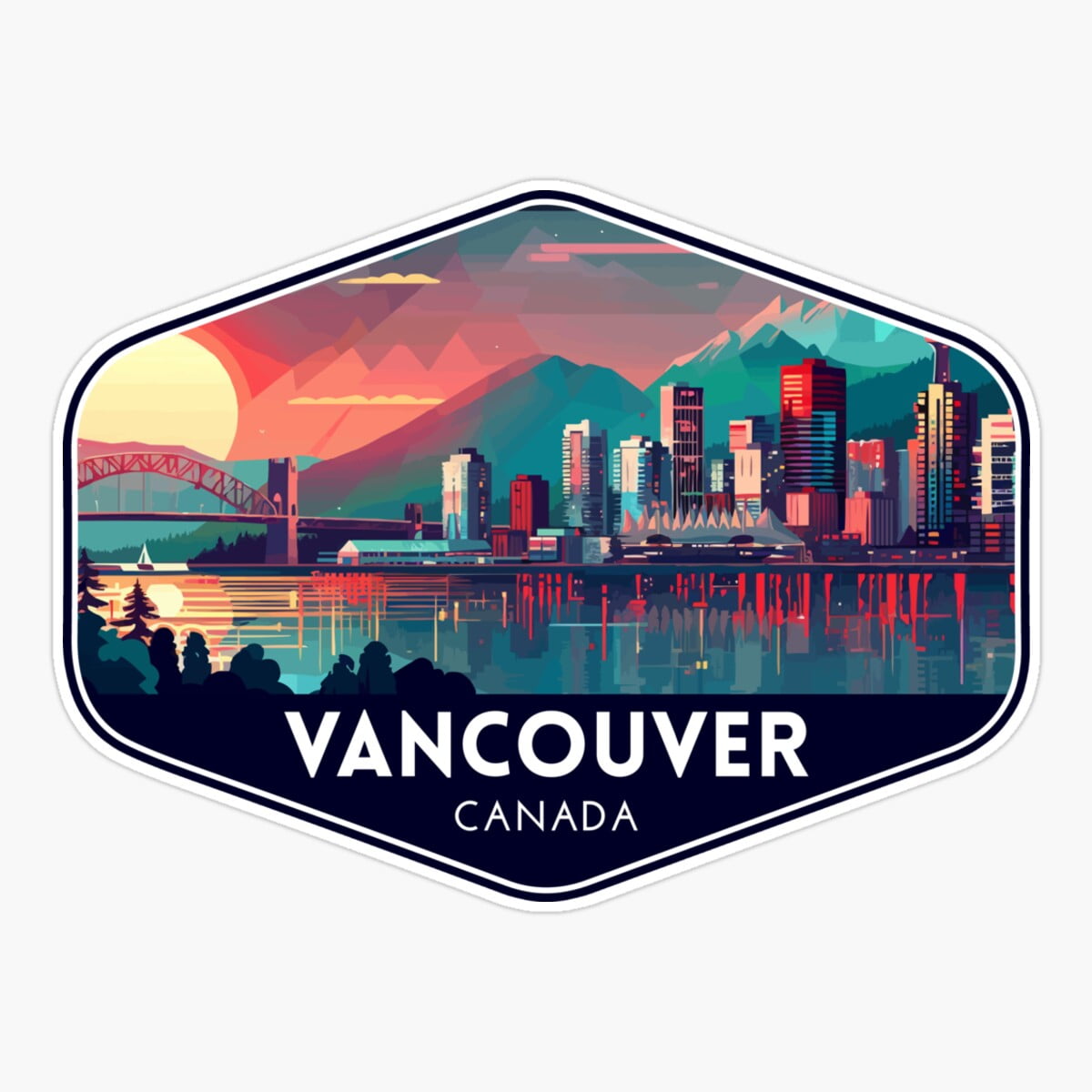 Maneki Vancouver Canada Travel Art Sticker, Phone Decal Water Bottle ...