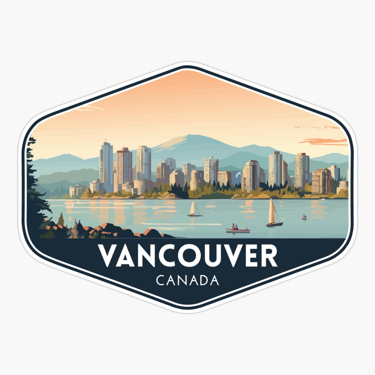 Maneki Vancouver Canada Travel Art Sticker, Phone Decal Water Bottle ...