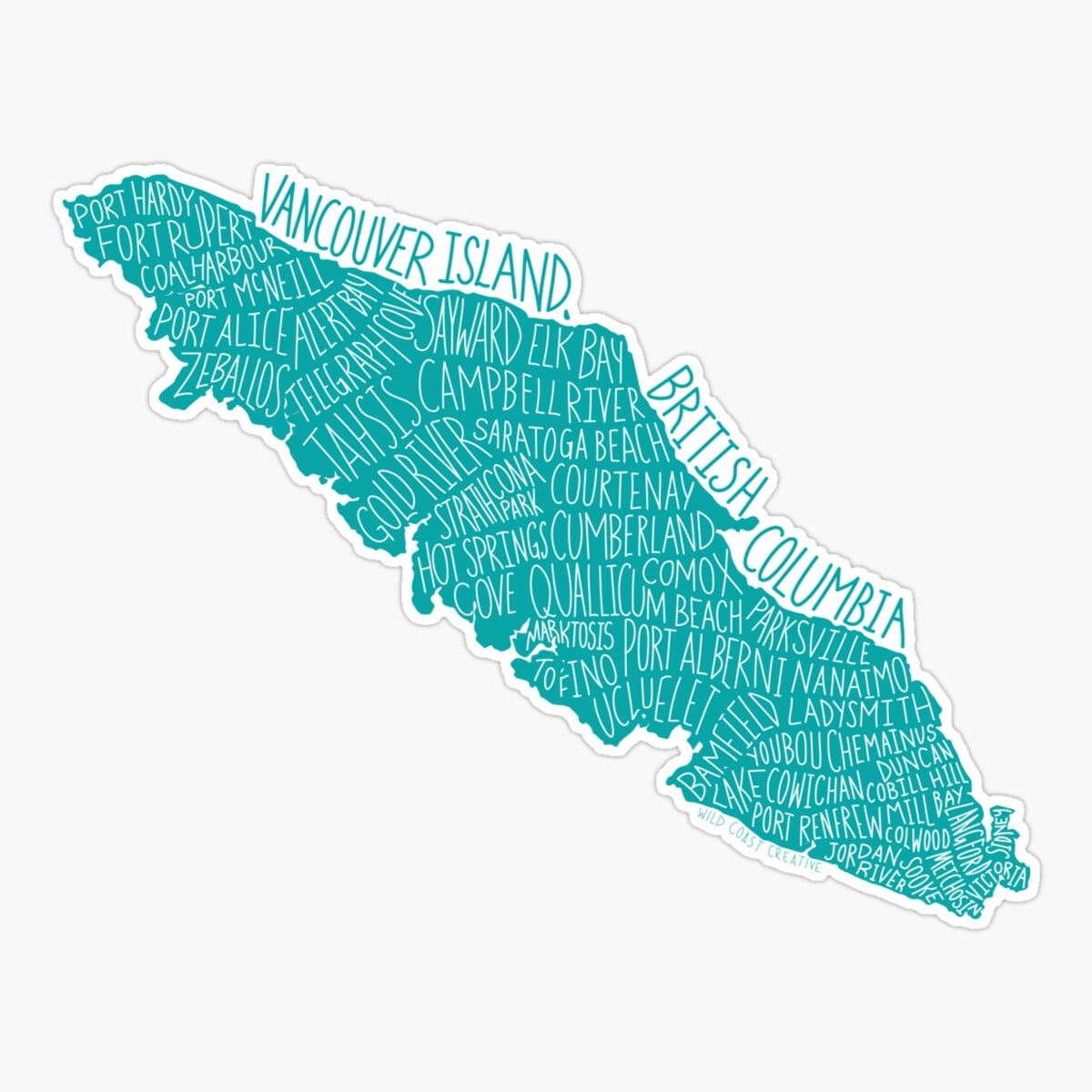 Maneki Vancouver Island Cities Sticker, Phone Decal Water Bottle ...