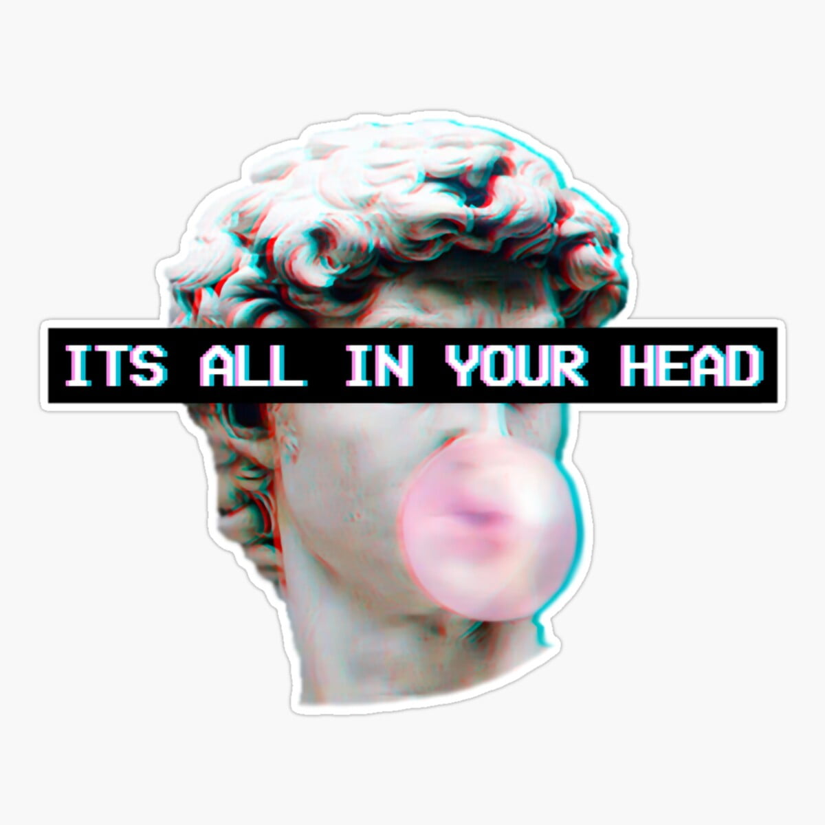 Maneki Vaporwave Aesthetic Art Glitch 90S Its All In Your Head Sticker ...