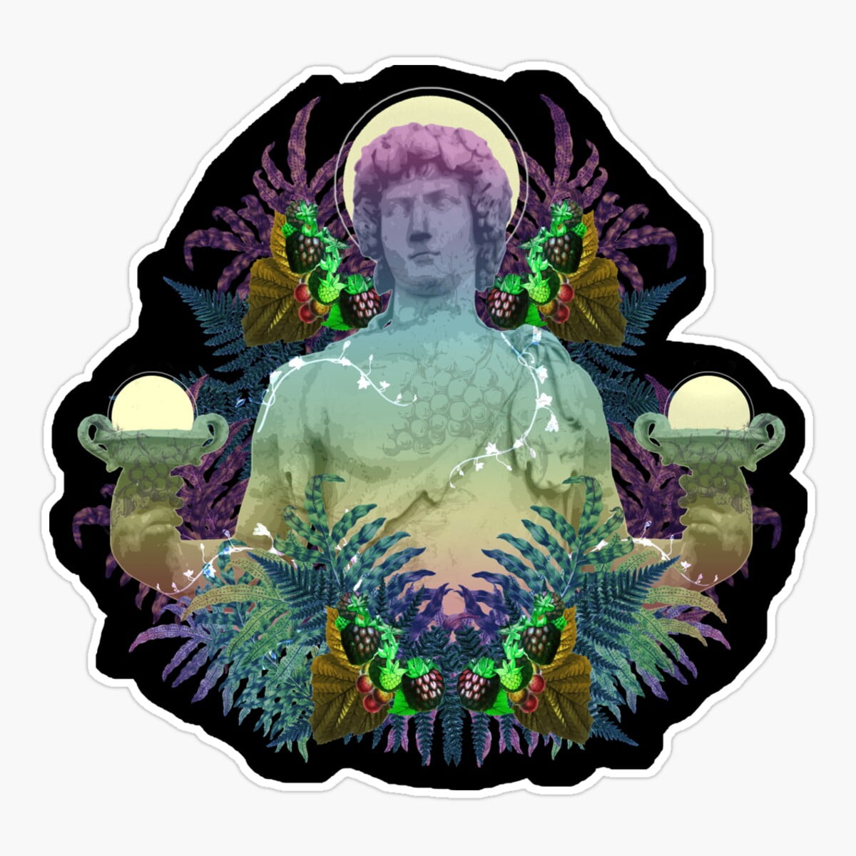 Maneki Vaporwave Dionysus - Greek Statue Art Collage Pop Art With ...